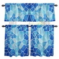 Blue Mosaic Kitchen Curtains Set for Windows, Modern Abstract Crimson ...