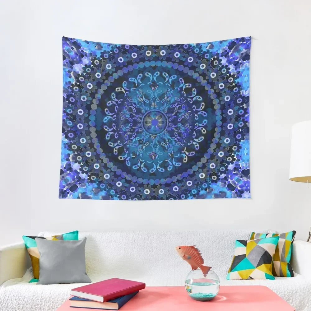 Blue Mosaic Mandala Tapestry Wall r On The Wall Home rations Aesthetic ...