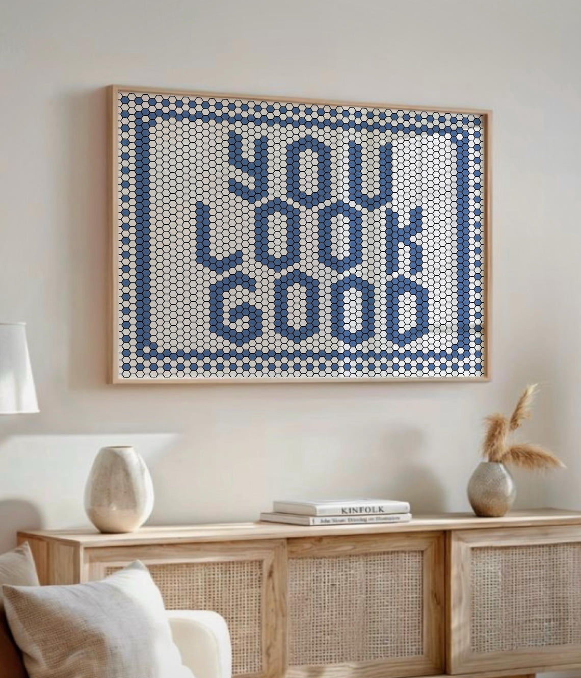 Blue Mosaic Tile You Look Good Abstract Positive Quote Poster, Unframed ...
