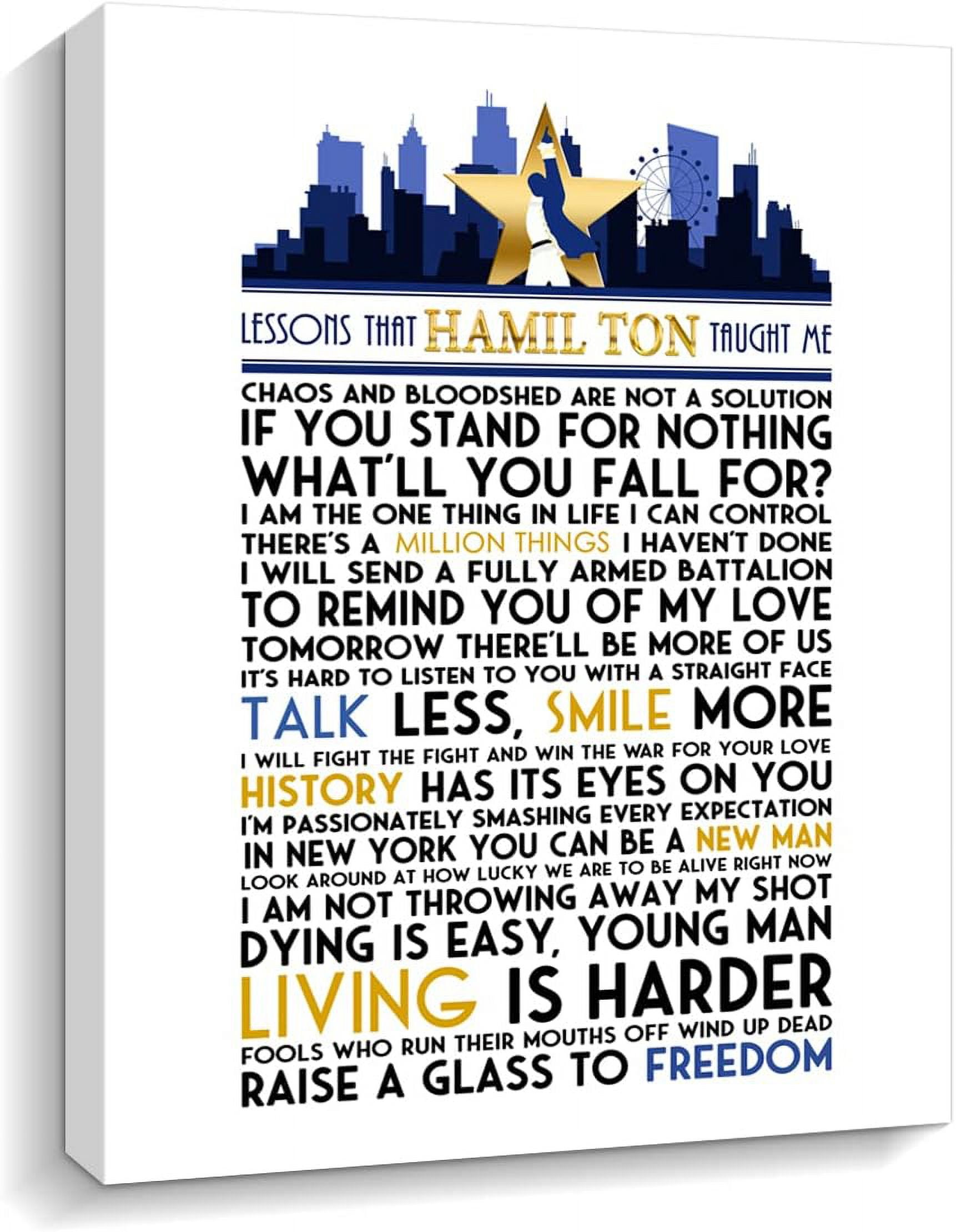 BOOWEATS Blue Hamilton Lyrics Canvas Art, Motivational Wall Decor for ...