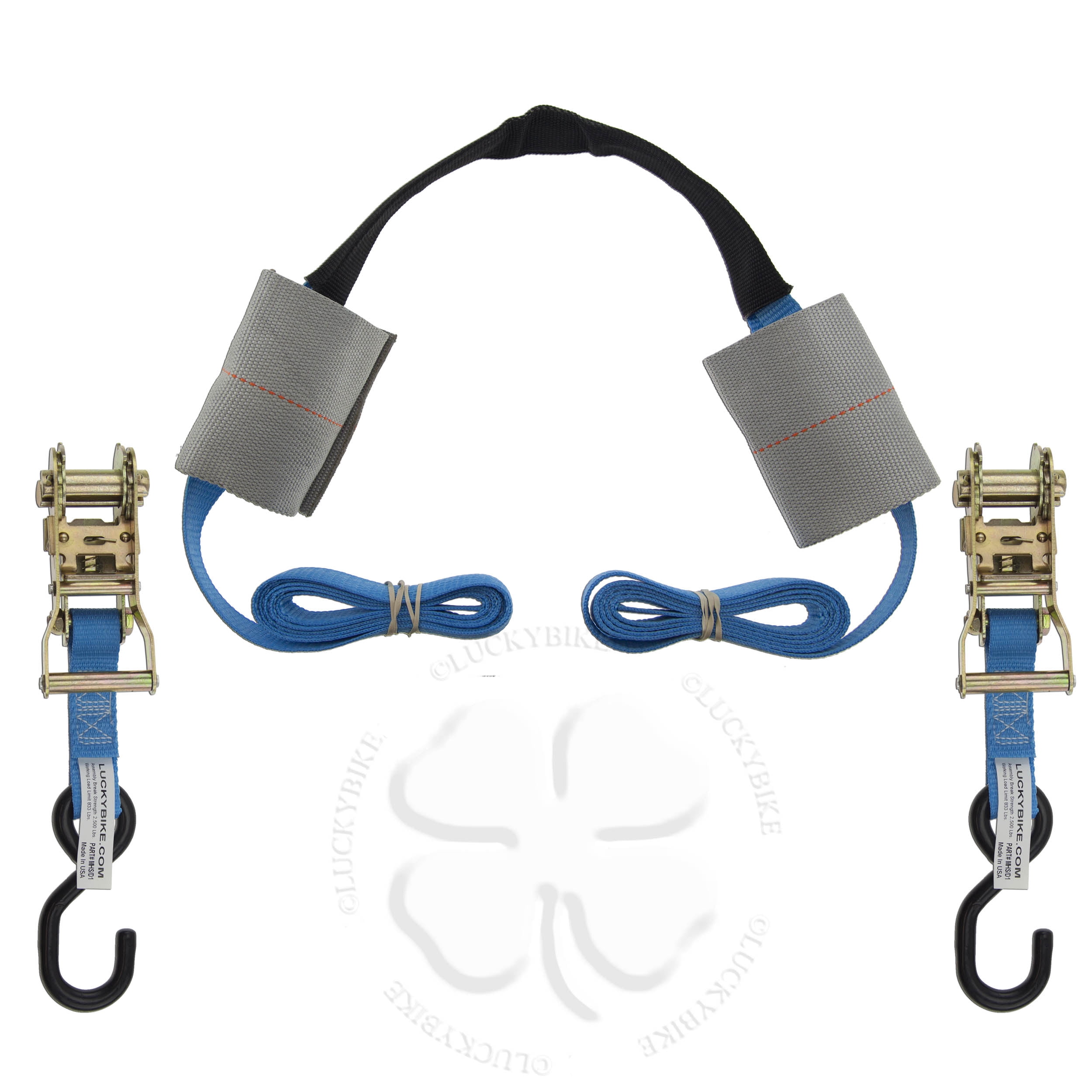 Luckybike Blue Motorcycle Handlebar Grip Ratchet Tie Down Strap ...