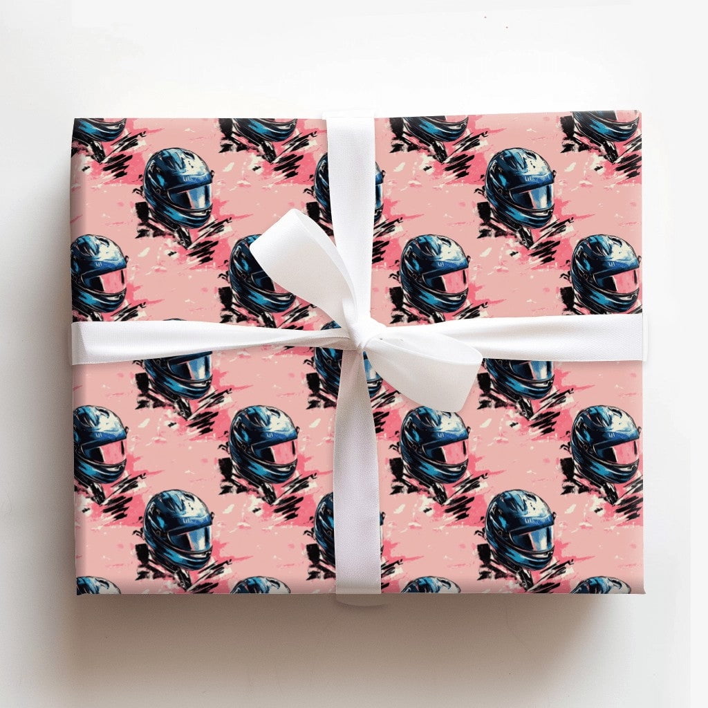Blue Motorcycle Racing Helmet Pattern Gift Wrapping Paper - Walmart.com