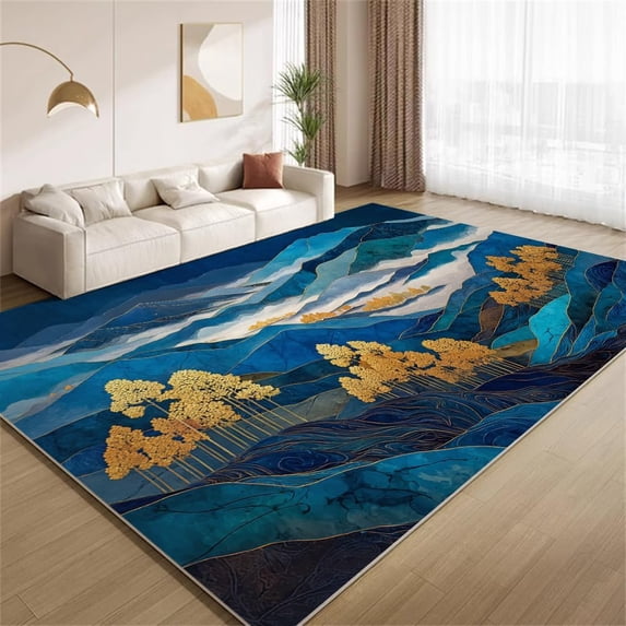 Blue Mountain Area Rugs, Blue Mountain Oil Painting Landscape Carpet ...