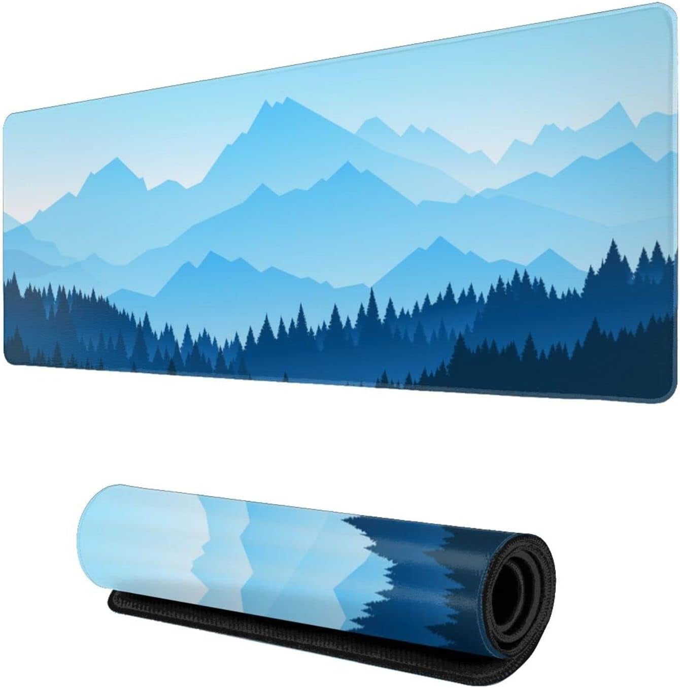 Blue Mountain Forest Landscape Mouse Pad Gaming XL Large Mousepad Desk ...
