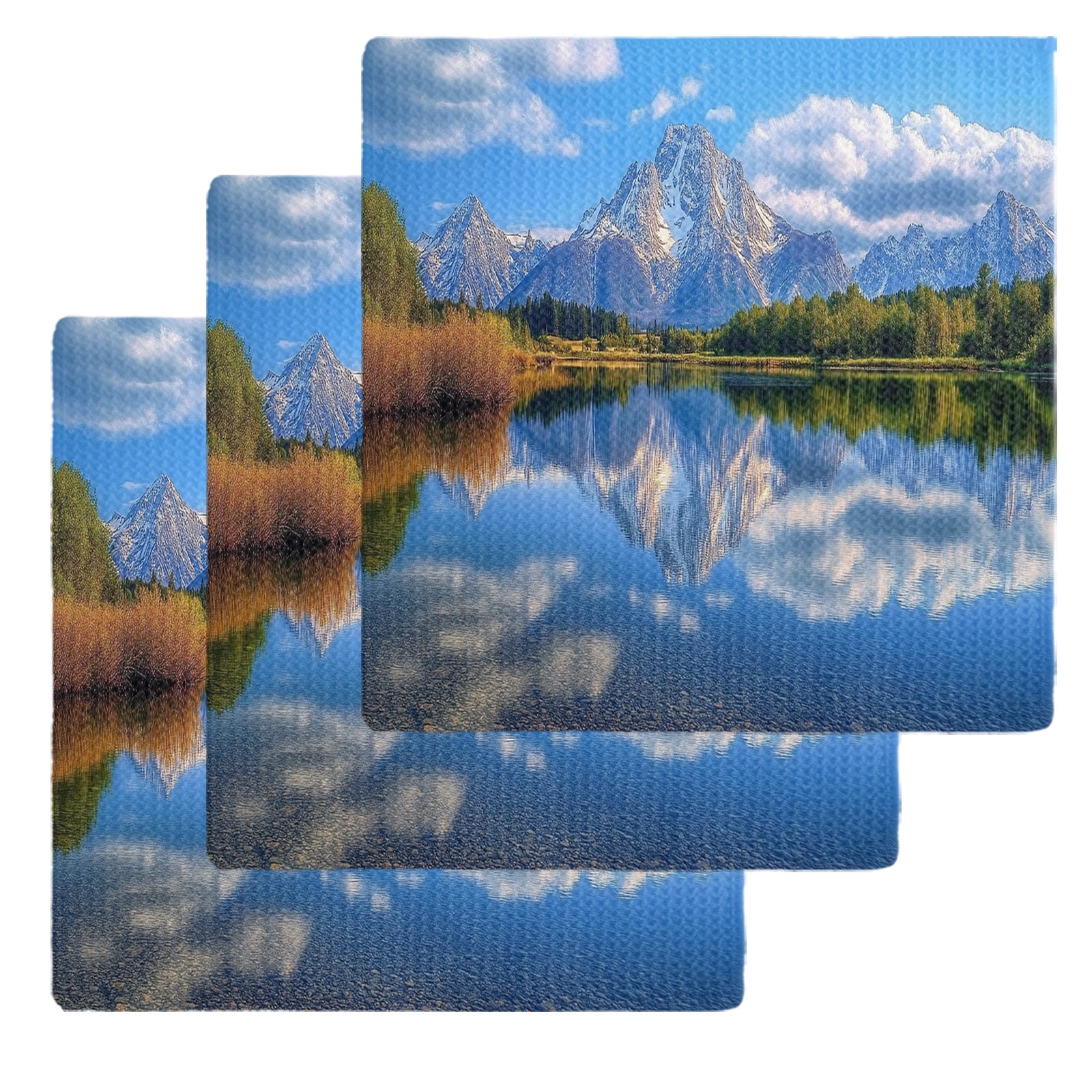 Blue Mountain Kitchen Dish Towels for Drying Dishes Set of 3, Modern ...