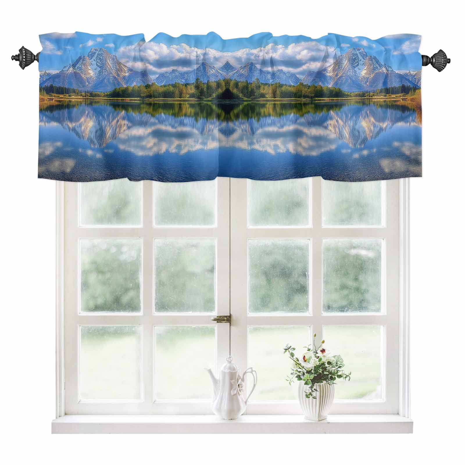 Blue Mountain Kitchen Valances for Windows 42x12 Inch Kitchen Curtains ...