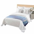 Blue Mountain Landscape Art Bed Runner Queen Size Modern Abstract ...