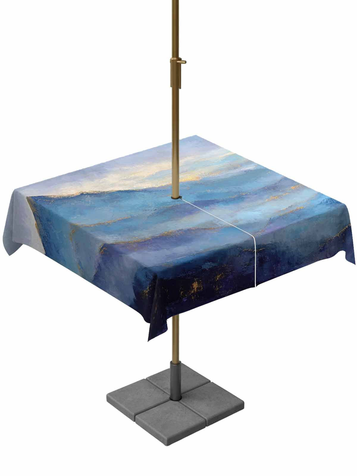 Blue Mountain Landscape Art Square Outdoor Tablecloth with Umbrella ...