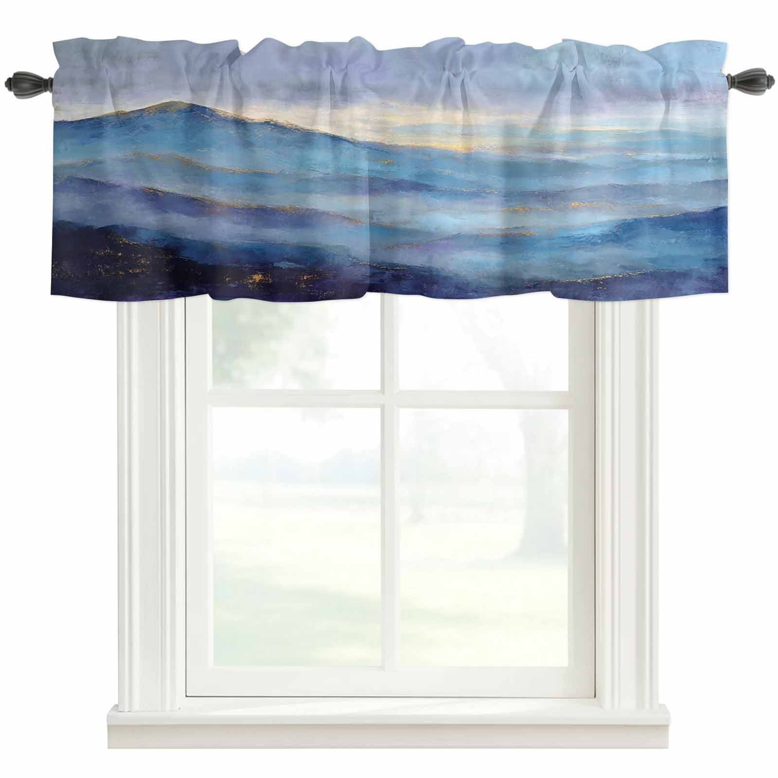 Blue Mountain Landscape Art Valances for Windows Modern Abstract ...