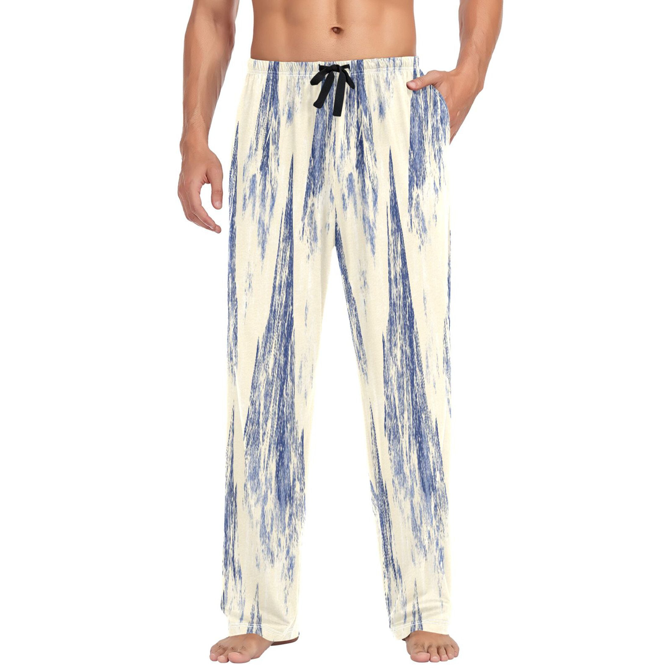 Blue Mountain Pattern Mens Cotton Pajama Pants Long Staple Lightweight ...