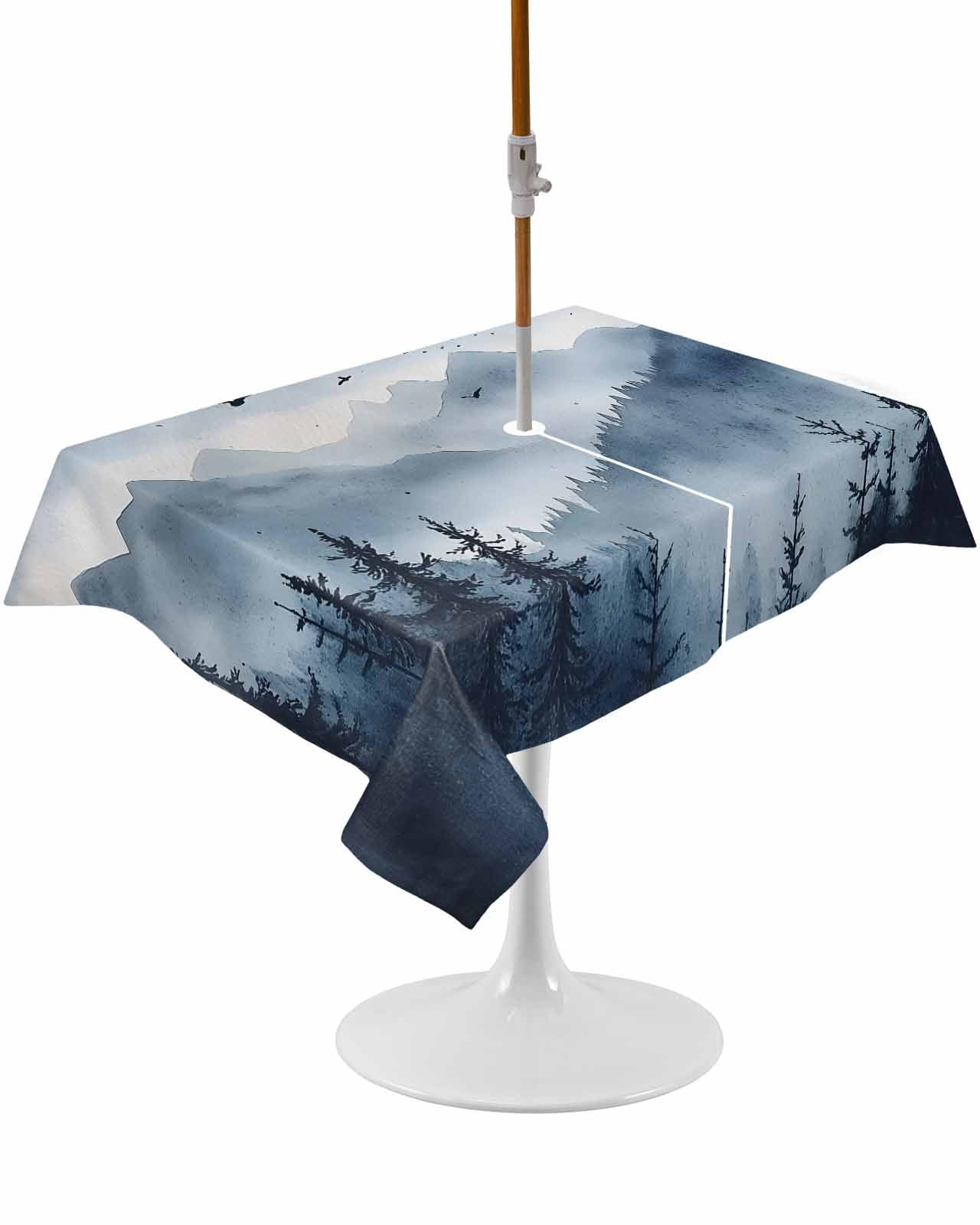 Blue Mountain Peak Rectangle Outdoor Tablecloth, Waterproof Table Cloth ...