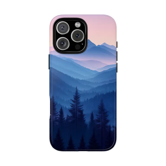 Blue Mountain Ridge Forest Landscape Phone Case with iPhone 17 through ...
