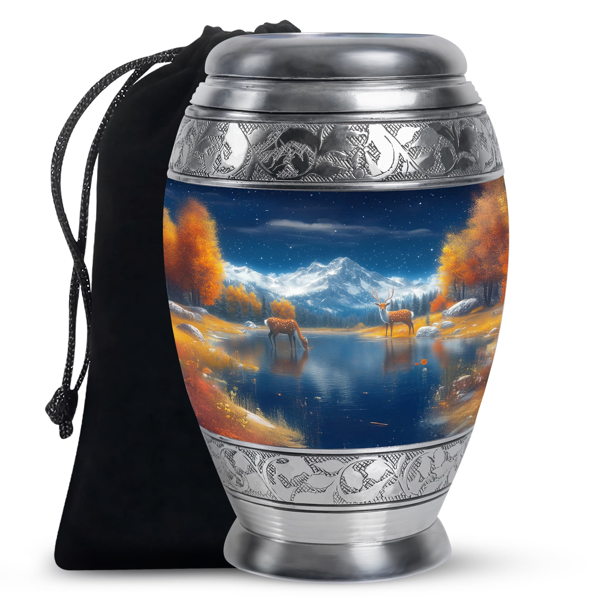 Blue Mountain & River Deer Large Memorial Urns For Human Ashes Adult Female & Male - Cremation ...