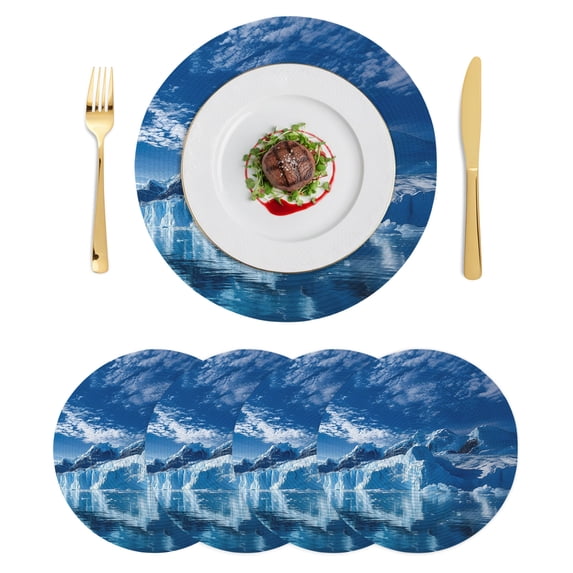 Blue Mountain Round Placemats Set of 4 Modern Art Winter Mountains ...