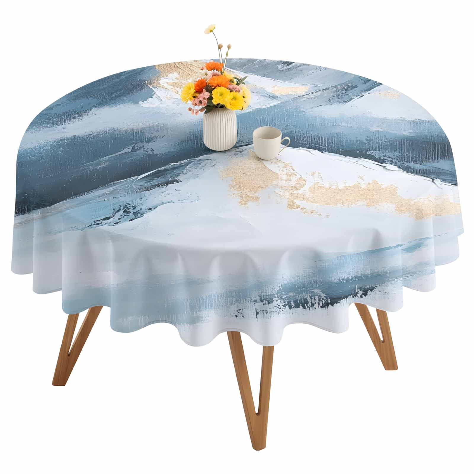 Blue Mountain Round Tablecloth 60 inches Abstract Sky Snow Scenery ...