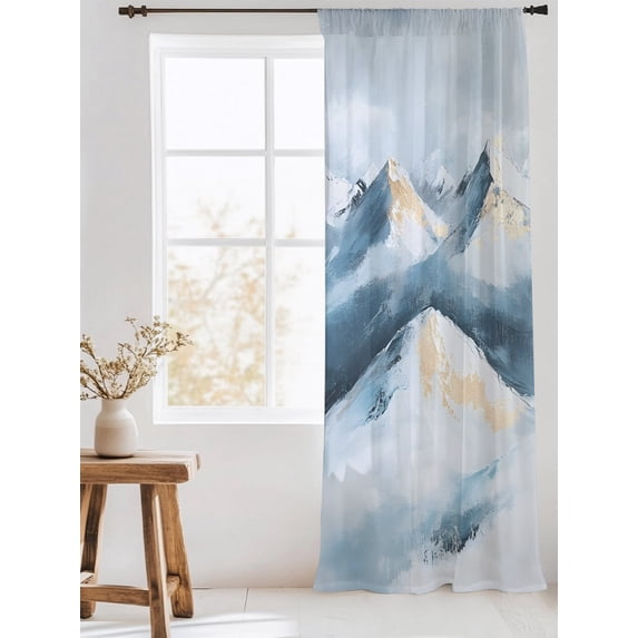 Blue Mountain Sheer Curtains 84 Inch Long 1 Panel Abstract Sky Snow ...