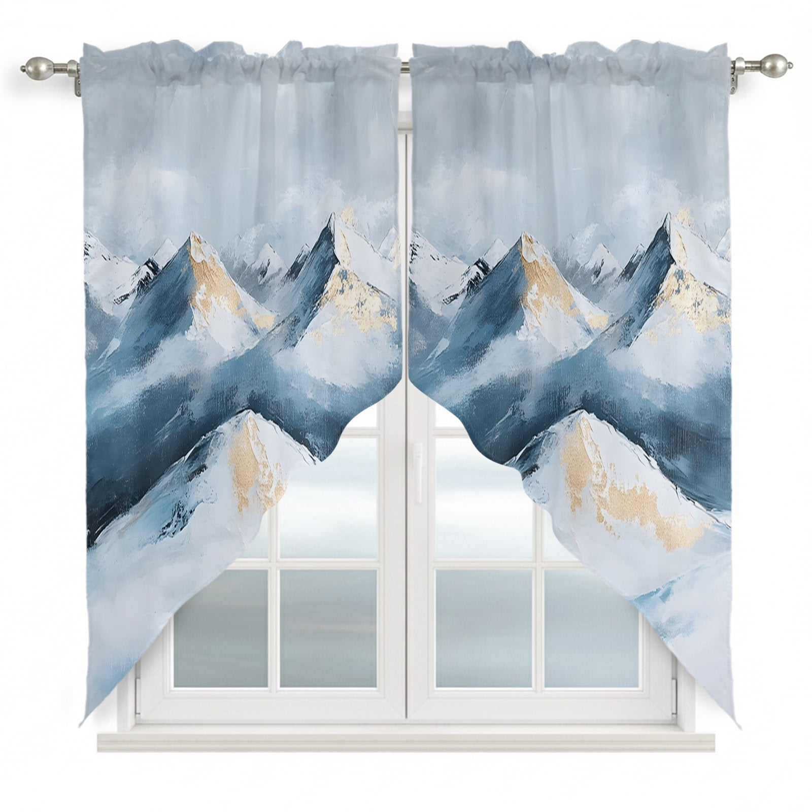 Blue Mountain Swag Curtain Valance for Window 2 Panels Abstract Sky ...