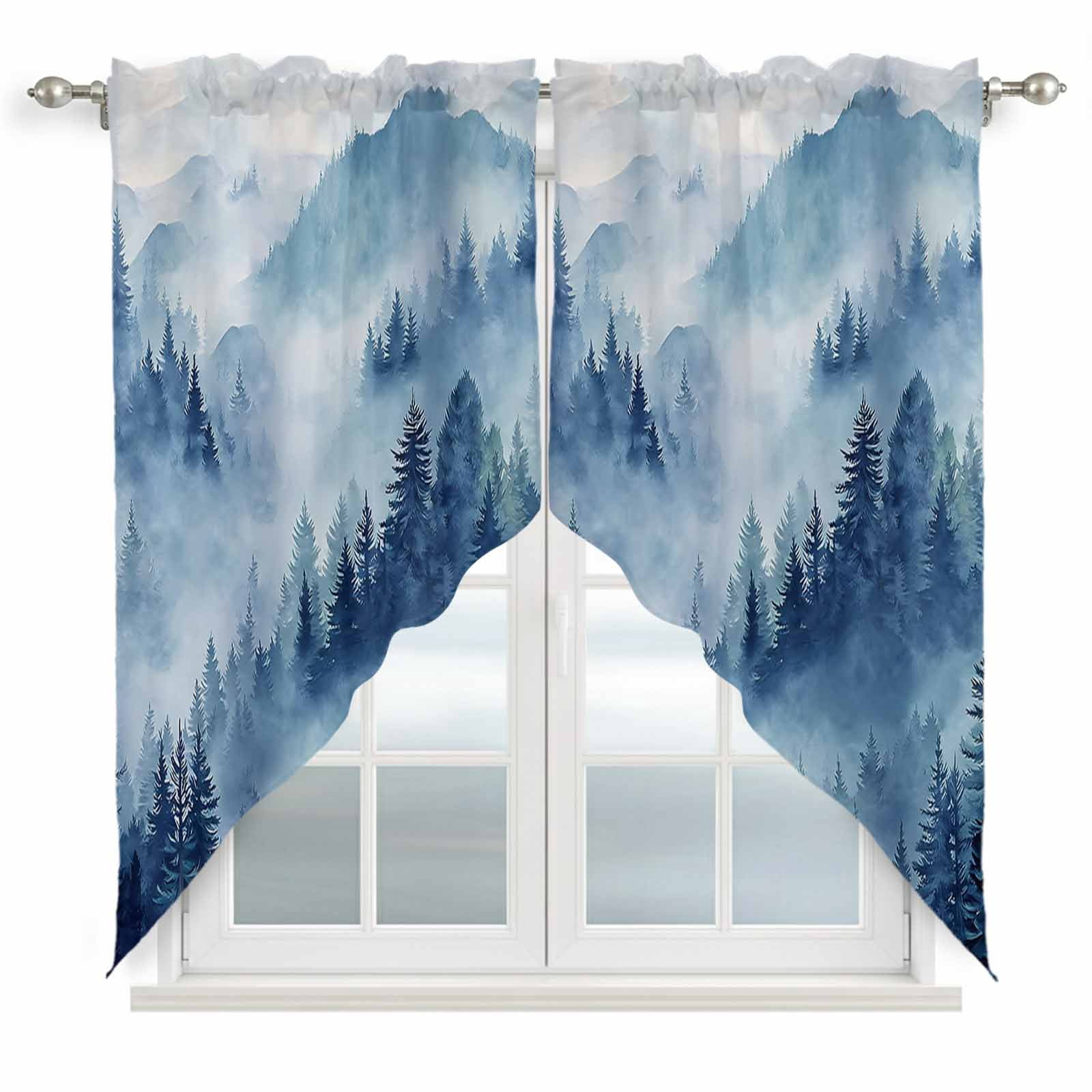 Blue Mountain Swag Curtains for Kitchen/Bedroom/Living Room, Misty ...