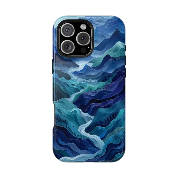 Blue Mountain Wave Horizon Scene iPhone Case 17 through 11 Pro Max ...