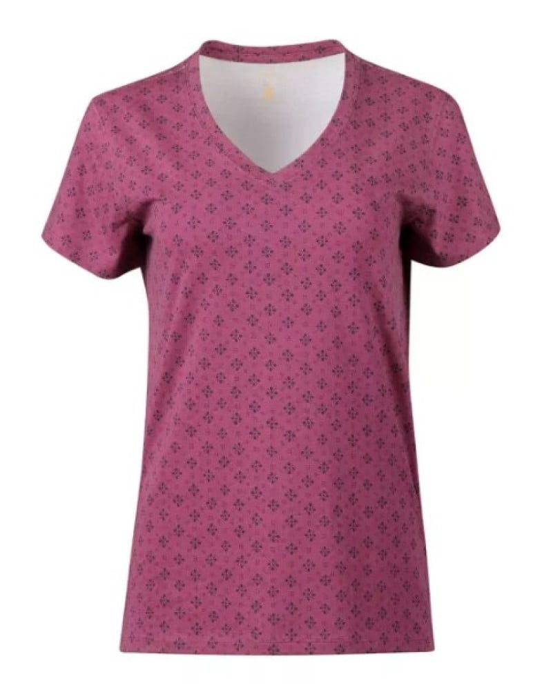Blue Mountain YKL-9072 Women's Short-Sleeve V-Neck T-Shirt 2X Floral ...