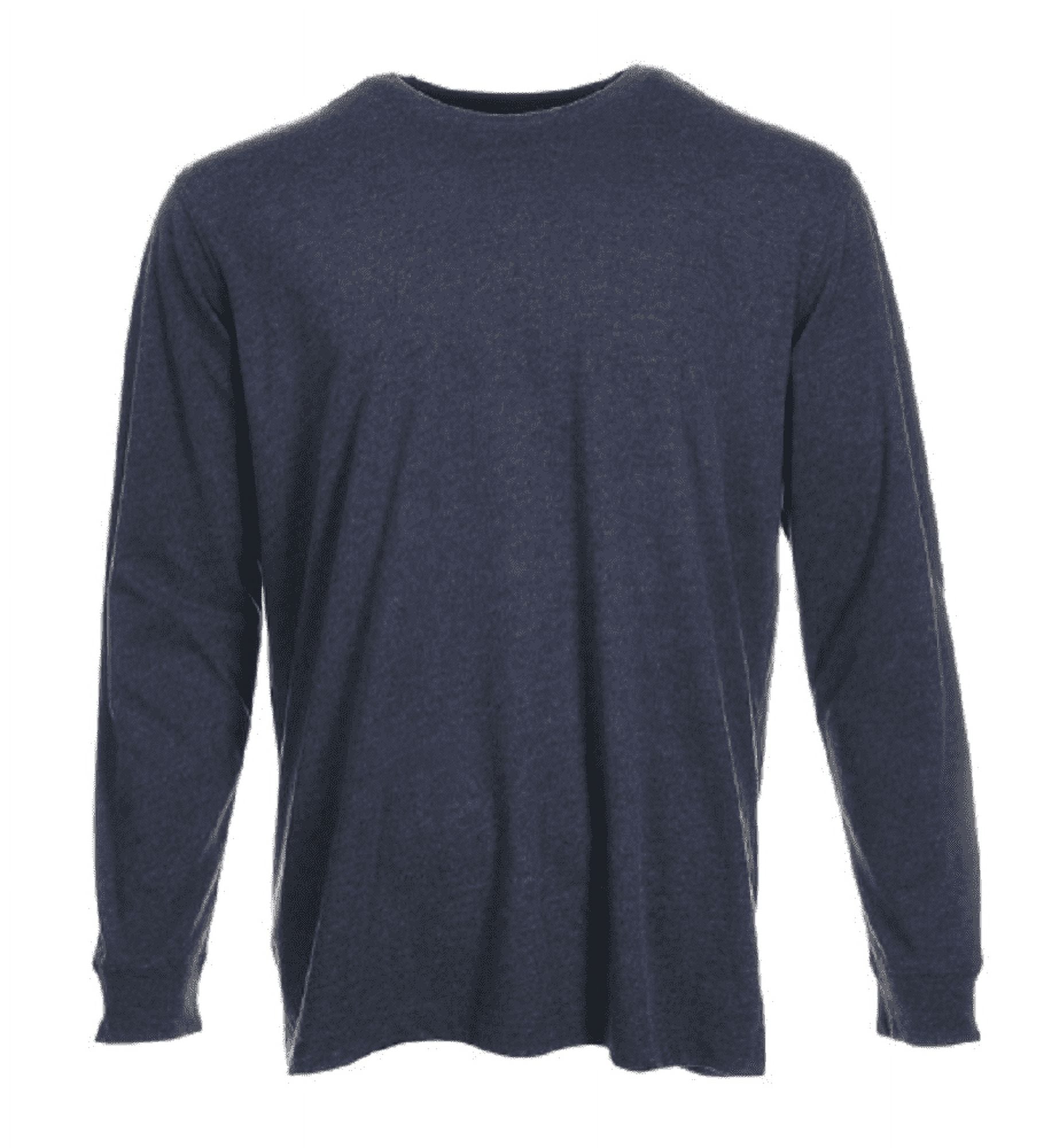 Blue Mountain YMK-1072 Men's Jersey Crew Long Sleeve Tee, Navy Heather ...