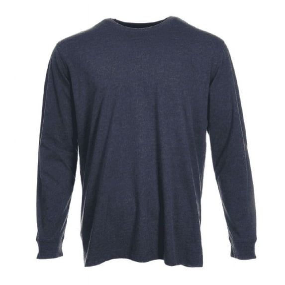 Blue Mountain YMK-1072 Men's Jersey Crew Long Sleeve Tee, Navy Heather ...