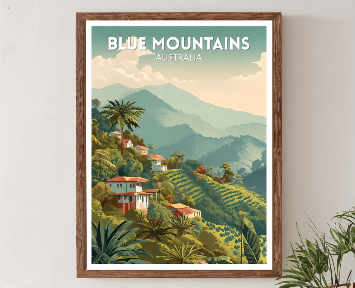 Blue Mountains Australia Retro Travel Mid Century Modern Vintage ...