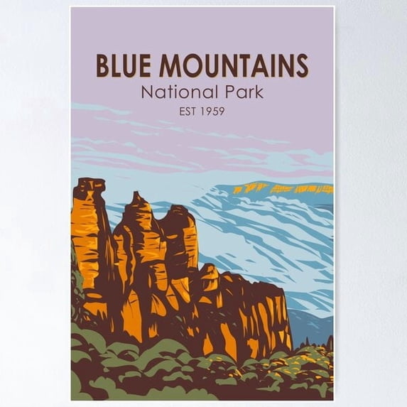 Blue Mountains National Park Australia Three Sisters Vintage Poster ...