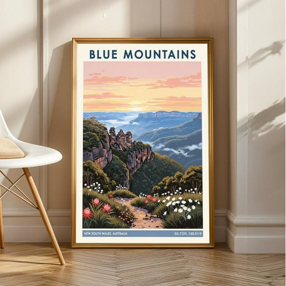 Blue Mountains Three Sisters Art Print: Australian Landscape Gouache ...