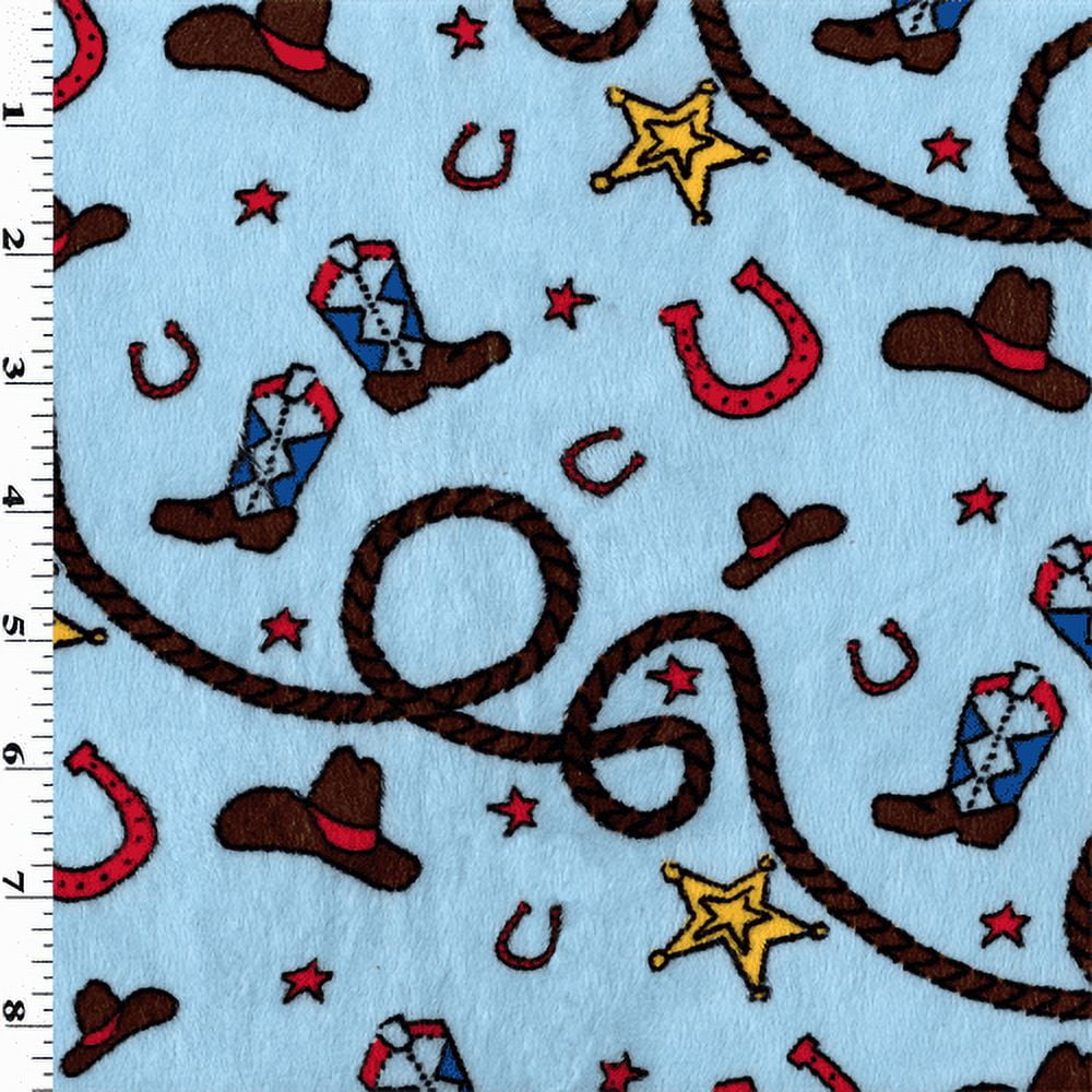 Blue/Multi Western Cowboy Minky, Fabric By the Yard - Walmart.com