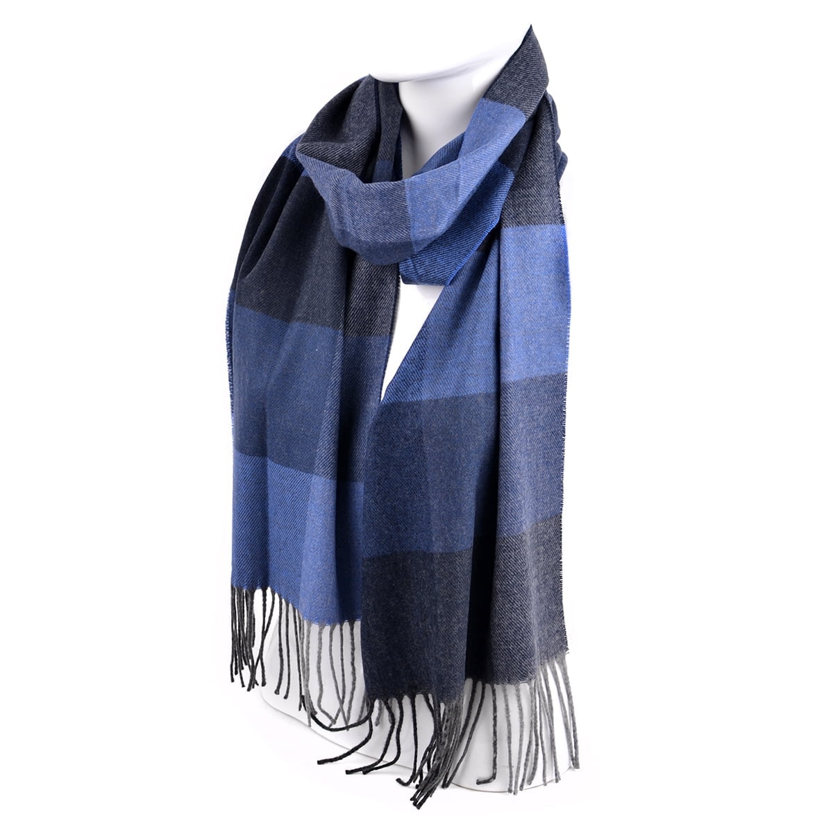 Blue Multicolor Plaid Fall/Winter Scarf for Men & Women-Plaid Color ...