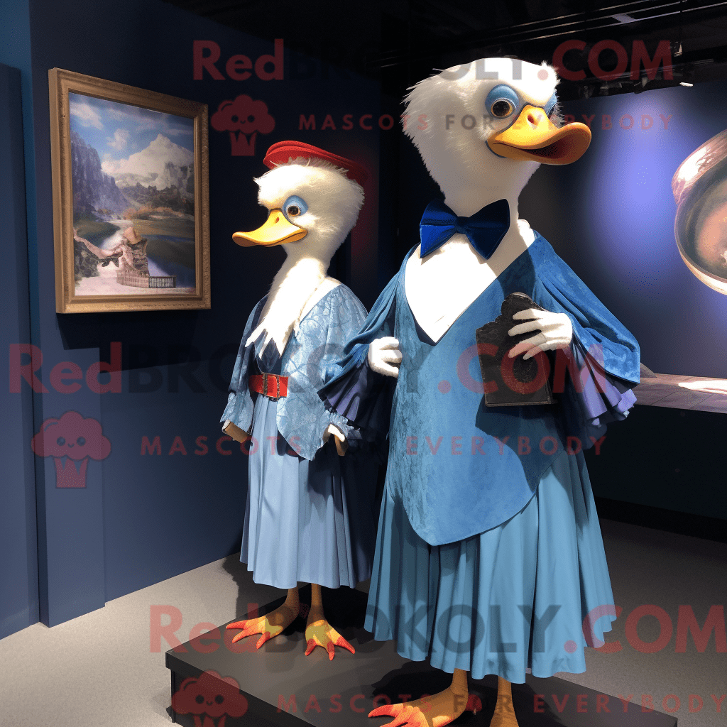 Blue Muscovy Duck REDBROKOLY mascot costume character dressed with a ...