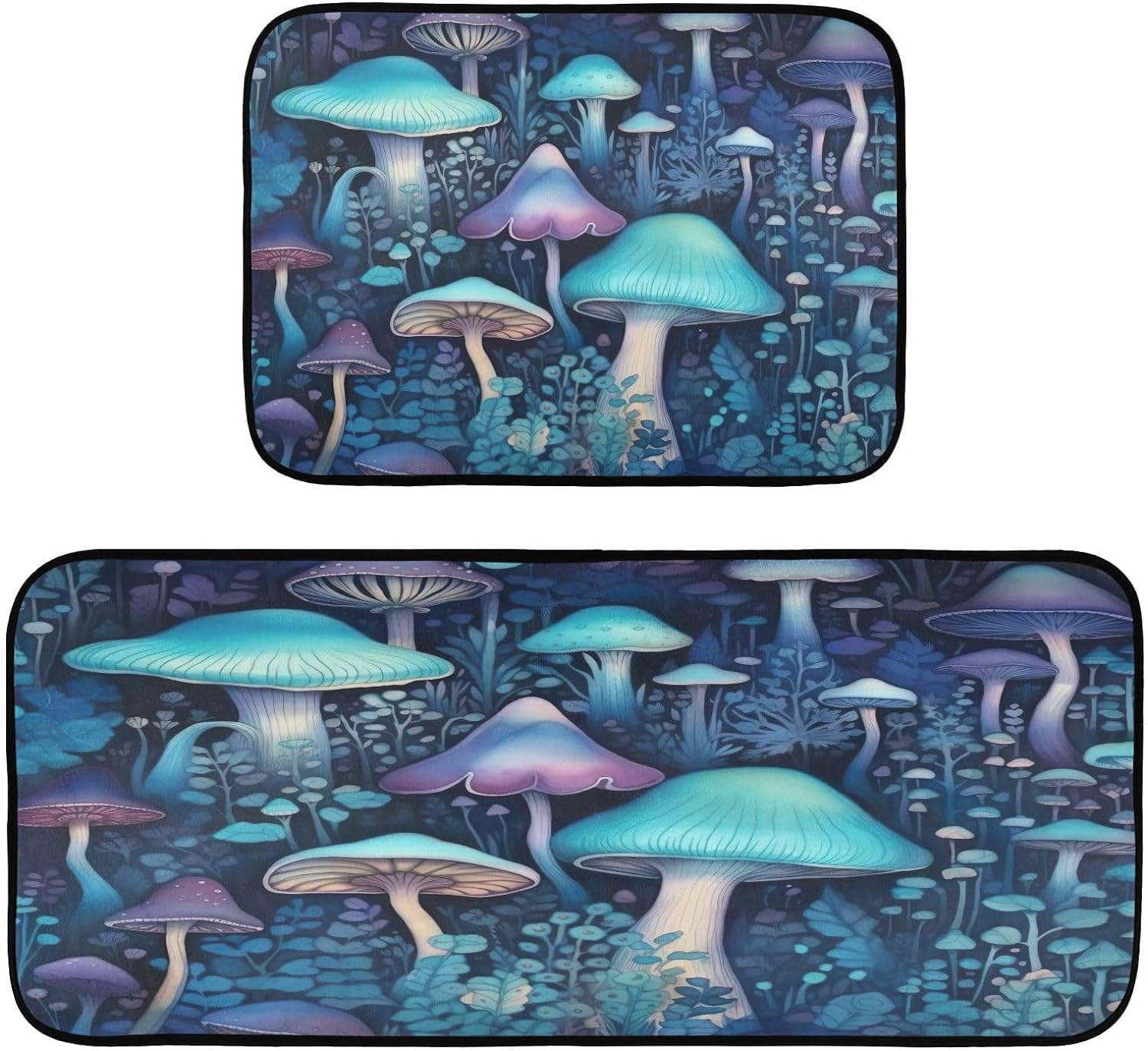 Blue Mushroom Anti Fatigue Mats for Kitchen Floor,Set of 2 Non Skid ...