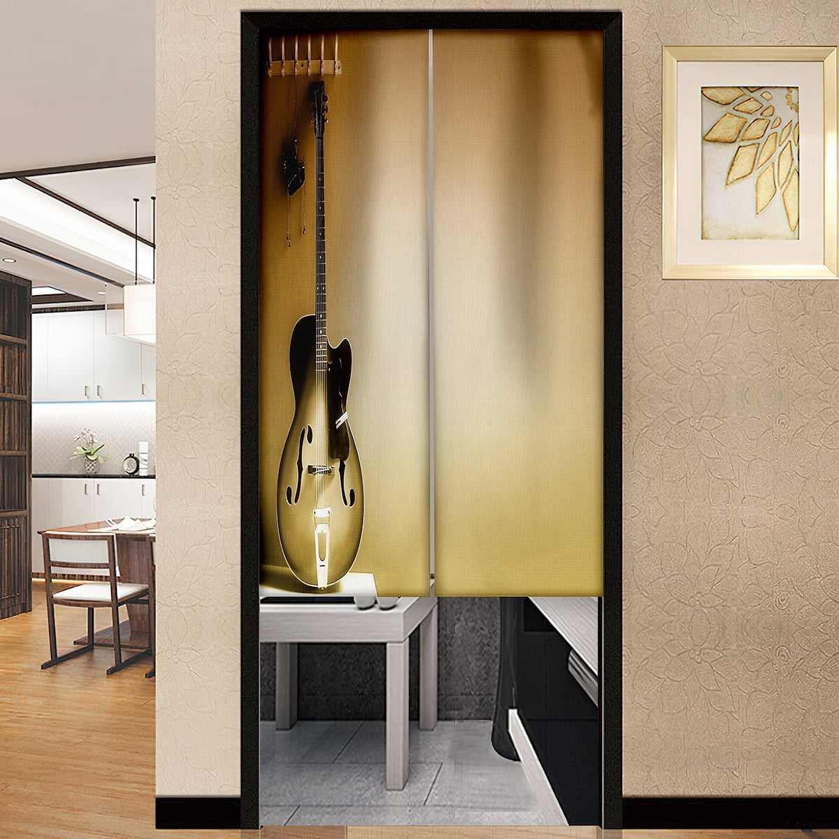 Blue Music Guitar Art Door Curtain Traditional Chinese Panel Japanese ...