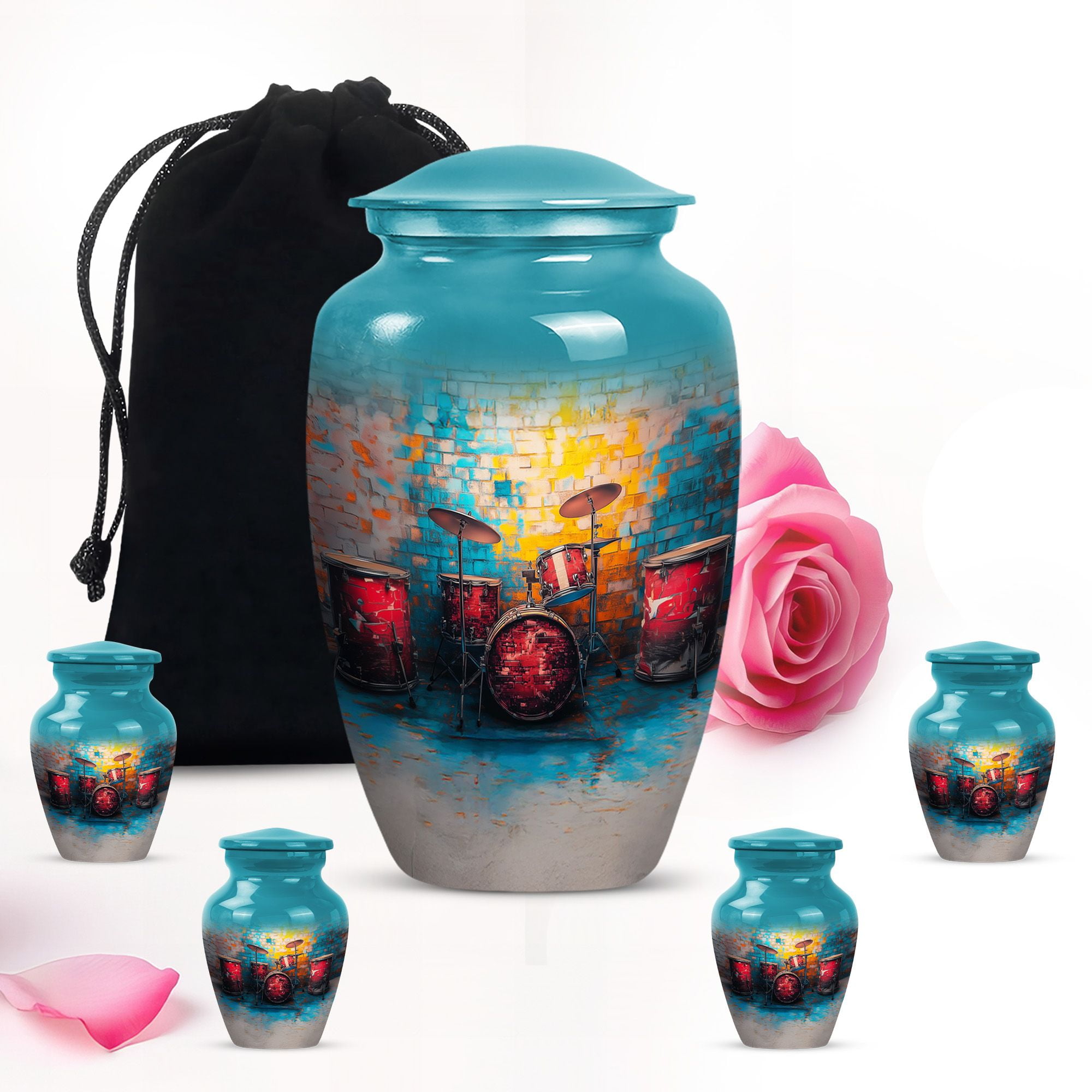 Blue Musical Drum set small urns for human ashes keepsake - mini ...
