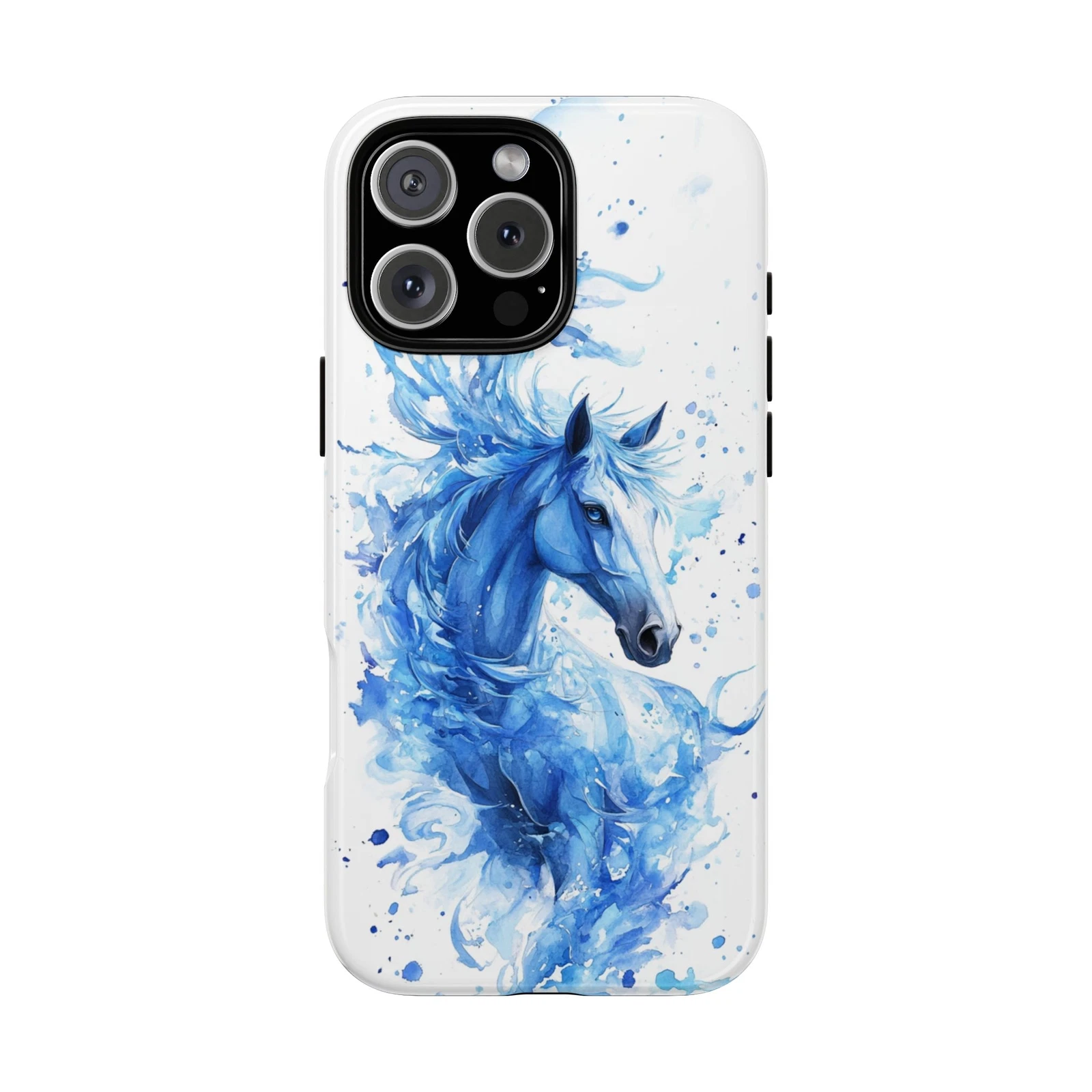 Blue Mustang Horse Illustration Phone Case for iPhone 17 to 11 Pro Max ...