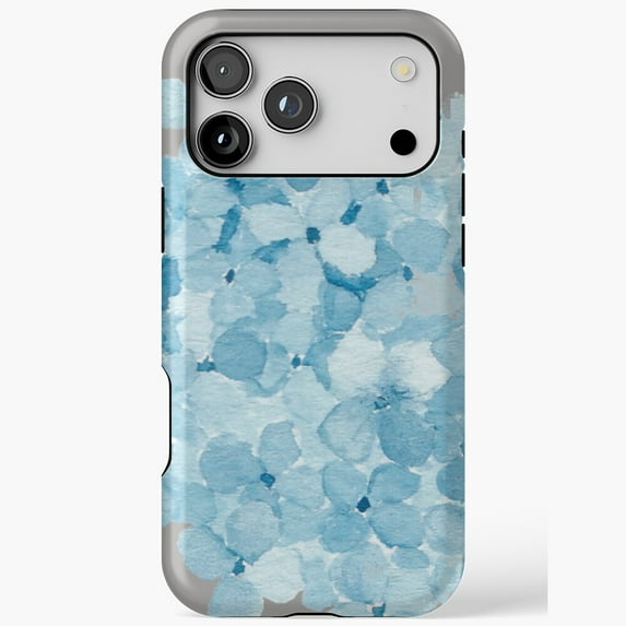 Blue Muted Hydrangea Watercolor Art iPhone Case 17 through 11 Pro Max ...