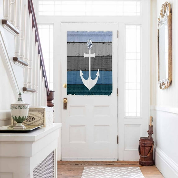 Blue Nautical Anchor Door Curtains for Door Window, French Sidelight ...