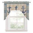 Blue Nautical Anchor Kitchen Curtains Swag Valance for Windows/Bathroom ...