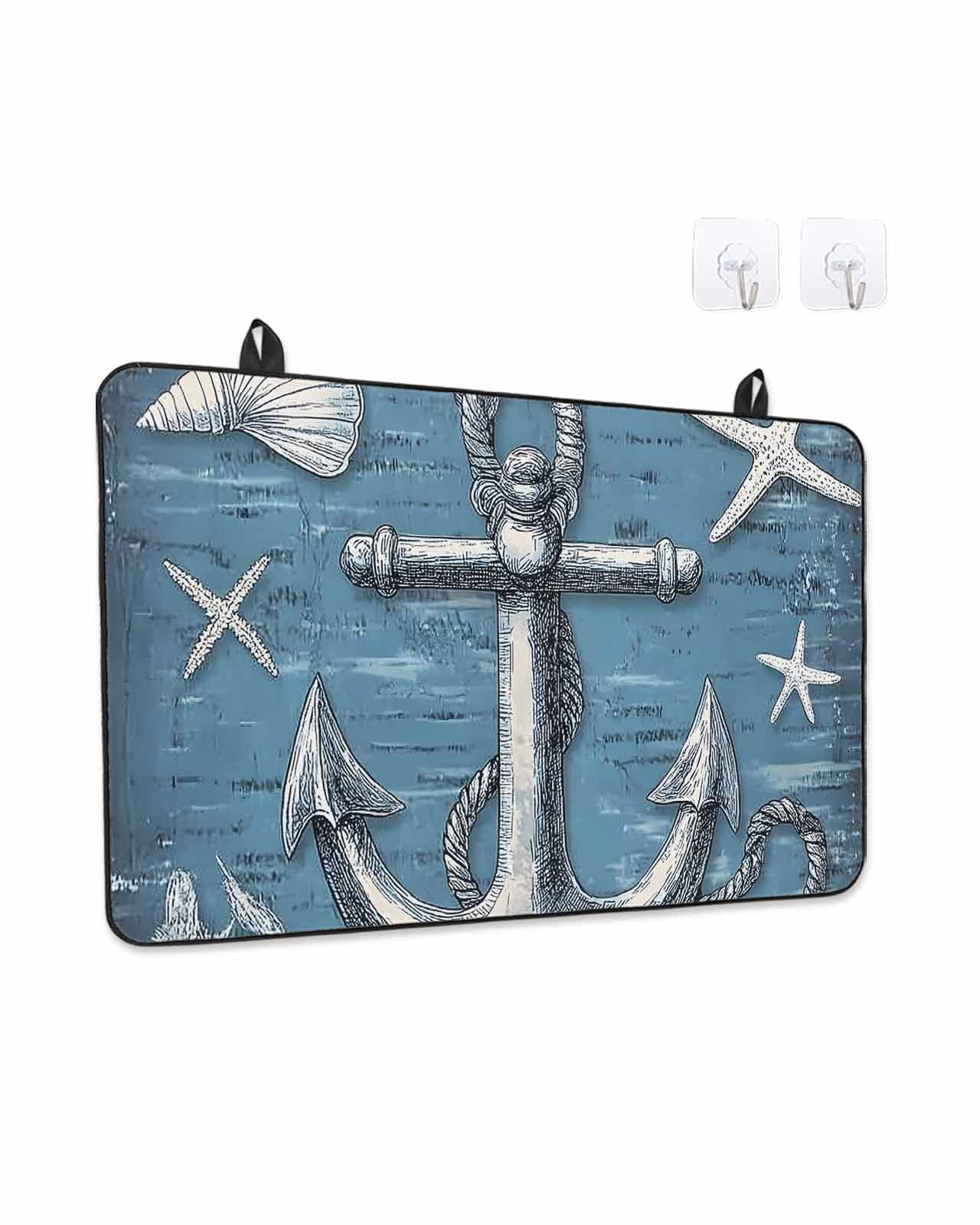 Blue Nautical Anchor Stove Top Covers for Electric Stove, Kitchen Glass ...