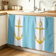 Blue Nautical Cabinet Curtains for Shelves, Gold Boat Anchor Geometric ...