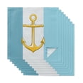 Blue Nautical Cloth Napkins, Gold Boat Anchor Geometric Stripe Ombre ...