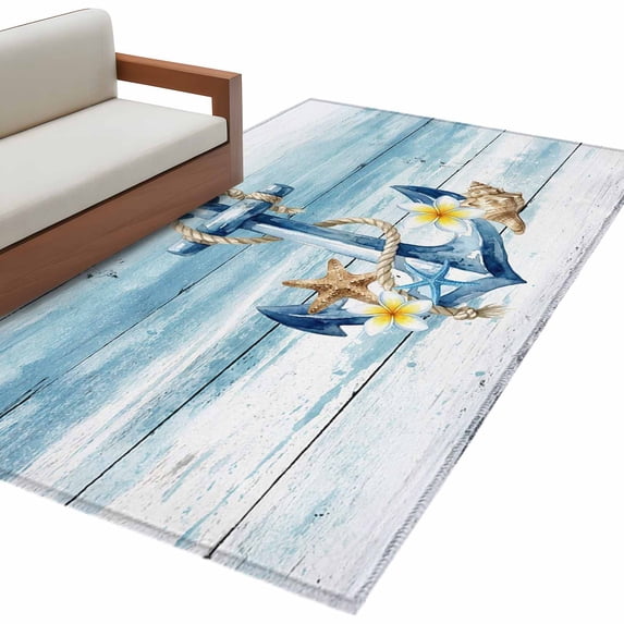 Blue Nautical Kitchen Runner Rug 2.7x5 Washable Runners for Hallway Non ...