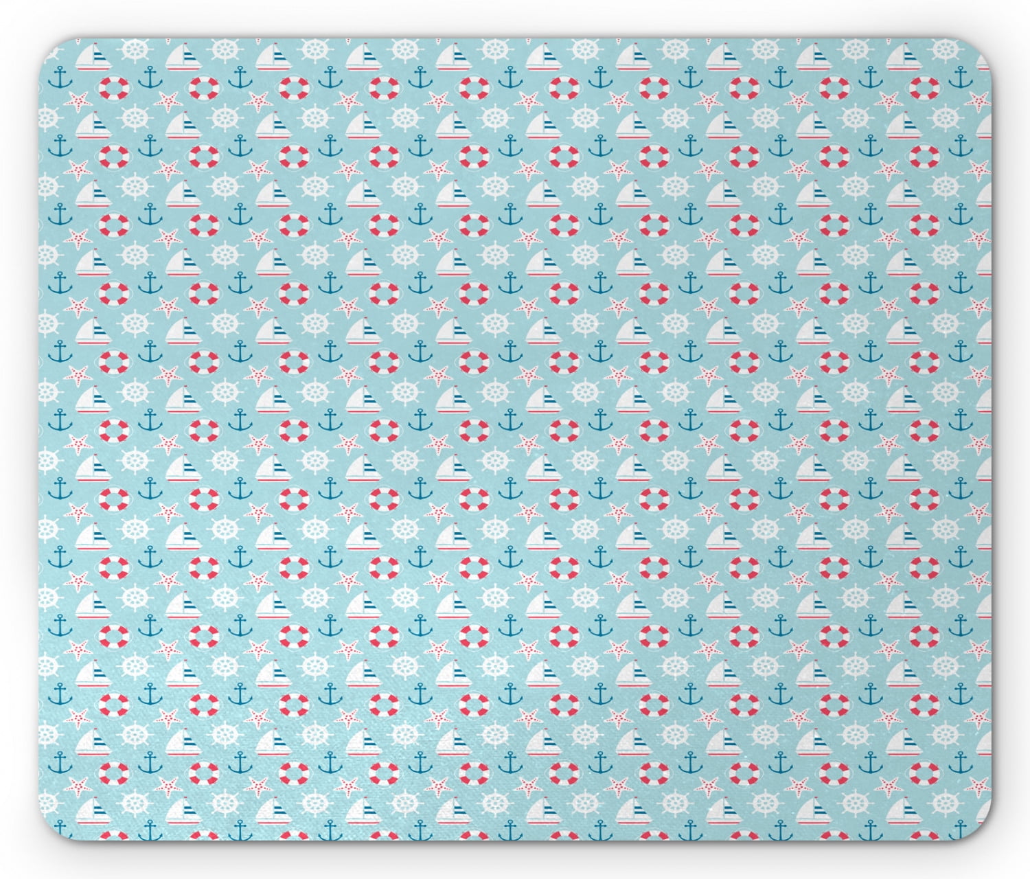 Blue Nautical Mouse Pad, Print of Marine Elements Anchor Sailing Boat ...