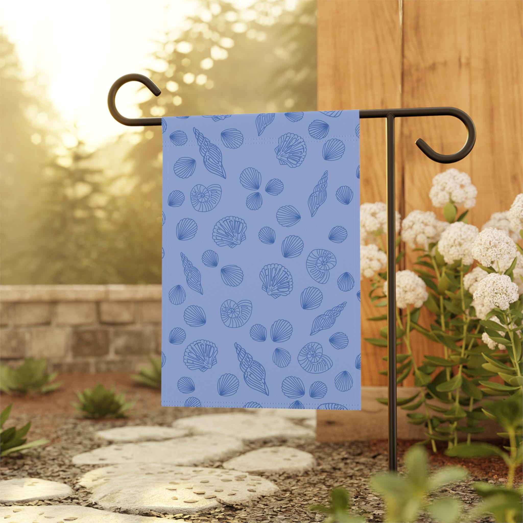 Blue Nautical Shells 12.5 x 18 Inches Canvas Garden Flag, Coastal ...