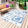 Blue Nautical Ship Outdoor Rug for Patio/Deck/Porch, Non-Slip Large ...