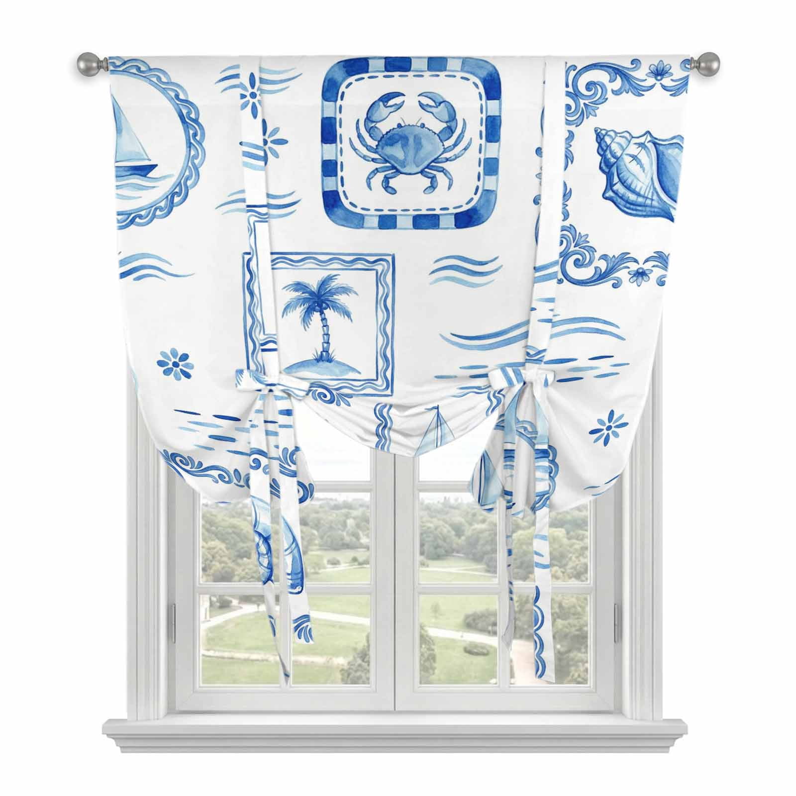 Blue Nautical Ship Tie Up Curtains for Window, Thermal Insulated ...