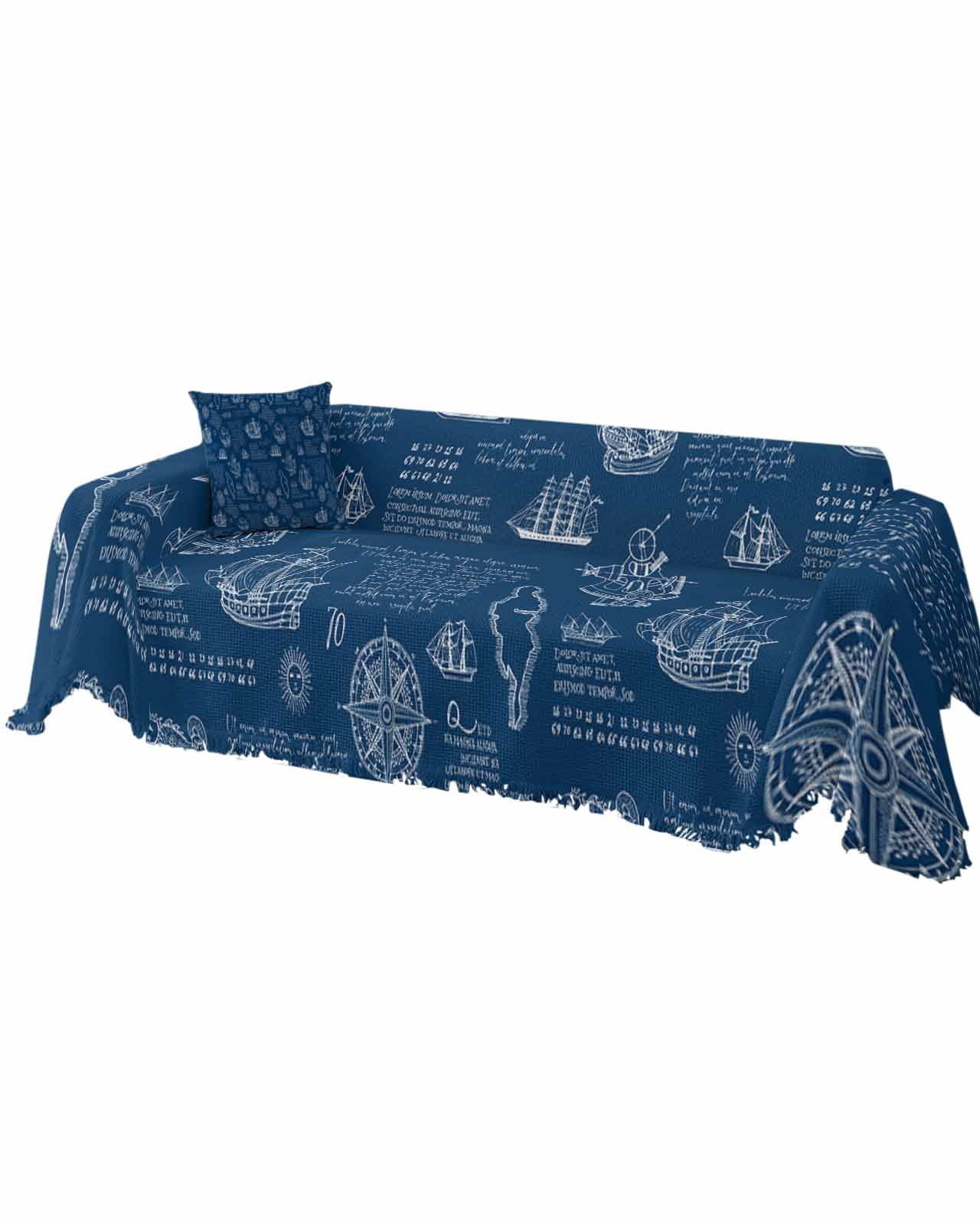 Blue Nautical Sofa Covers for 3 Cushion Couch, Washable Sectional & L ...