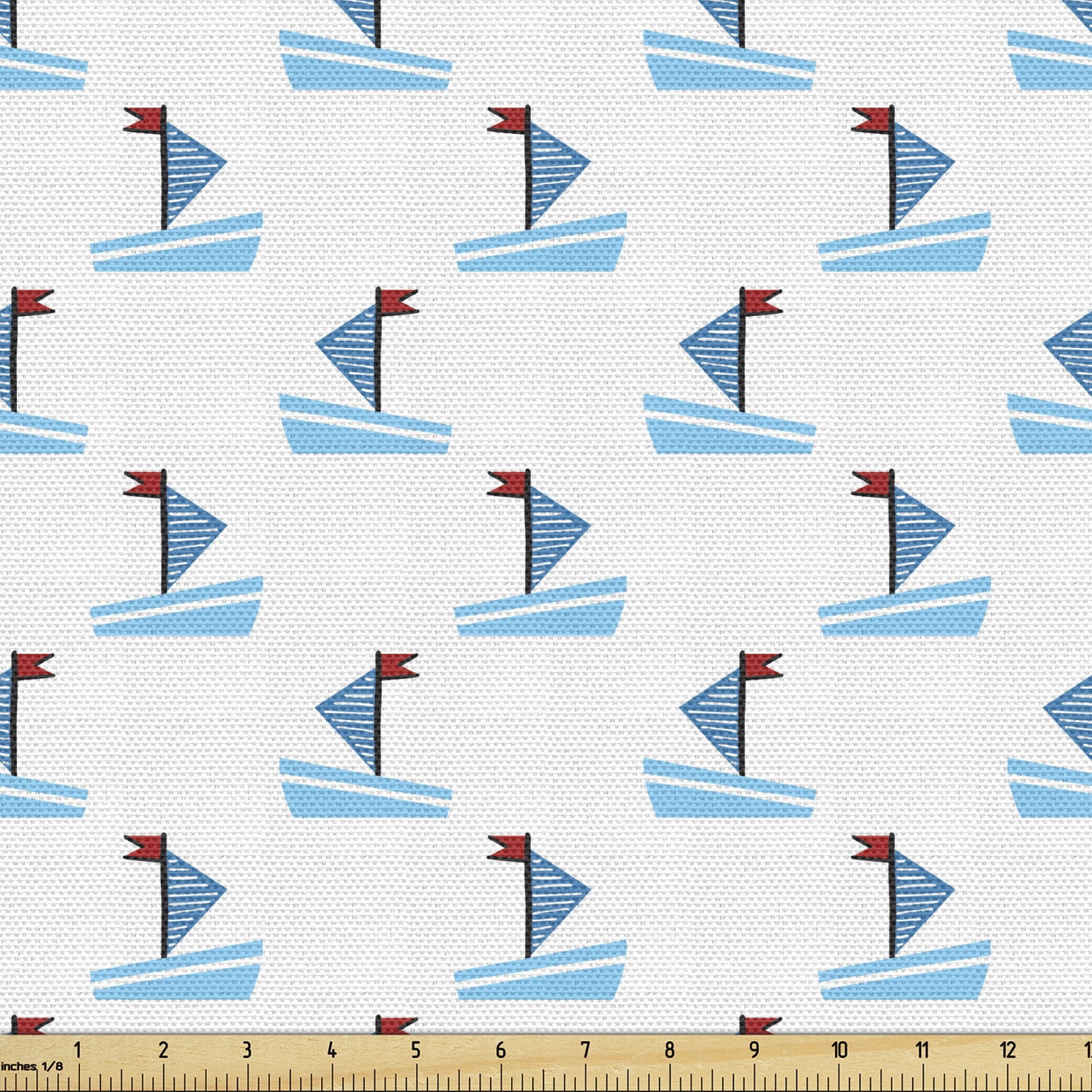 Ambesonne Blue Nautical Fabric by the Yard Upholstery, Geometric Boats ...