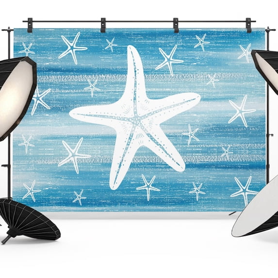 Blue Nautical Starfish Backdrops for Photography, Coastal Modern Summer ...